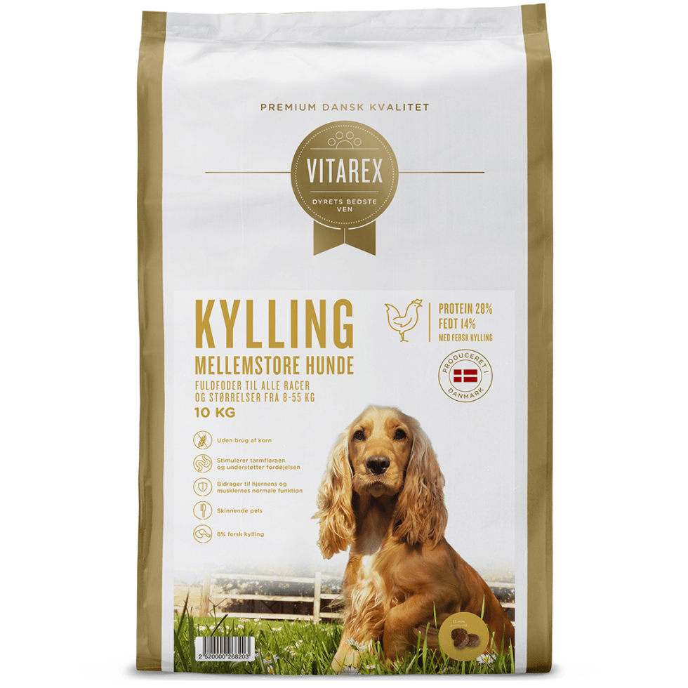 Mellemstore hunde med kylling, 10 kg » Vitarex – Kvalitets foder til ...